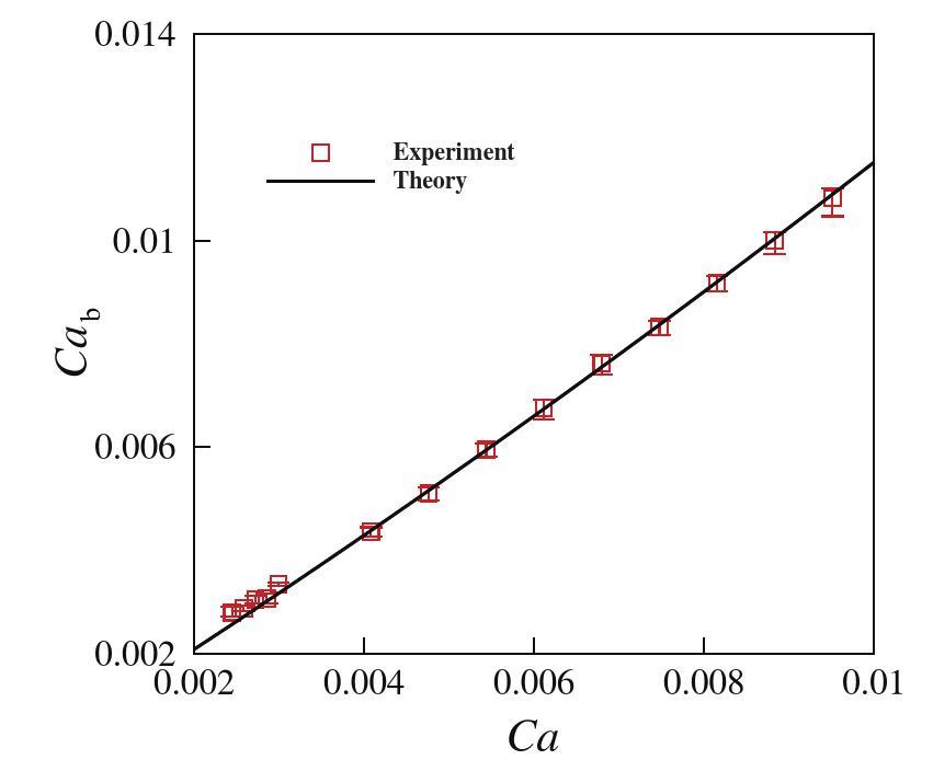 Experiment on gas-liquid displacement in a capillary
