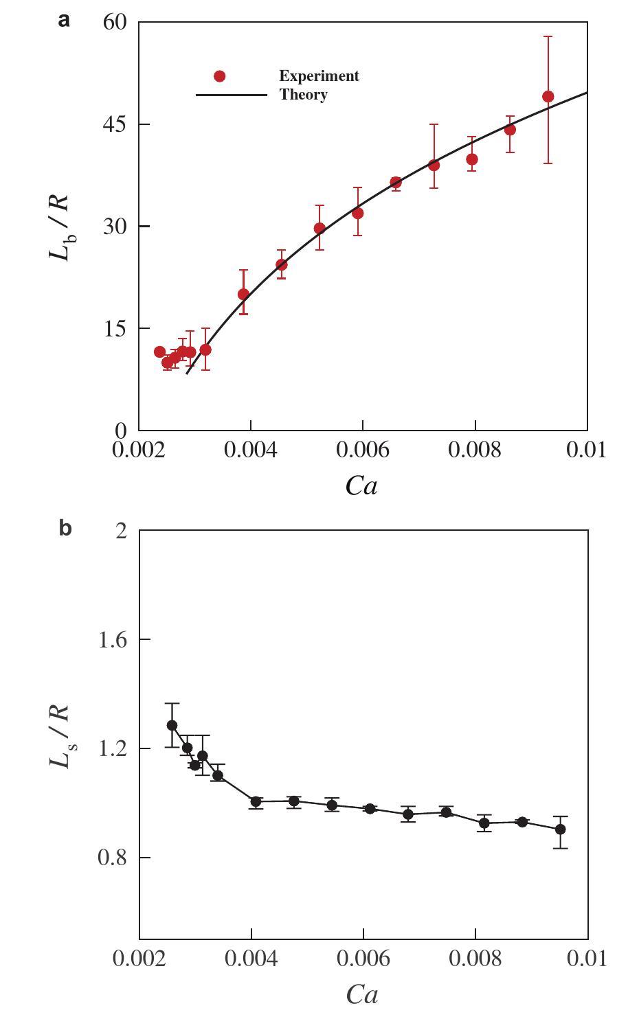 Experiment on gas-liquid displacement in a capillary