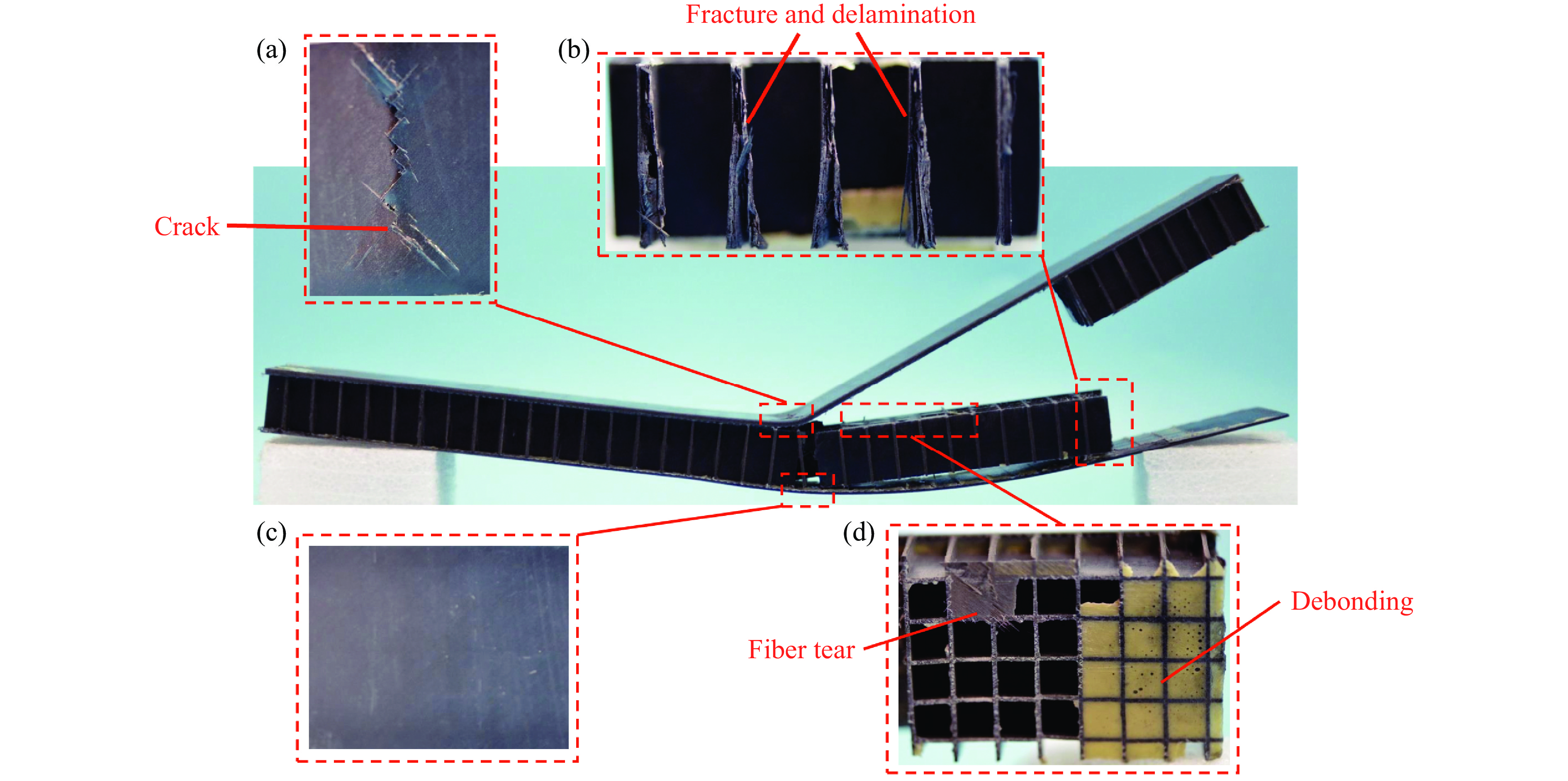 嵌锁式CFRP方形蜂窝夹芯梁低速冲击响应及失效机理